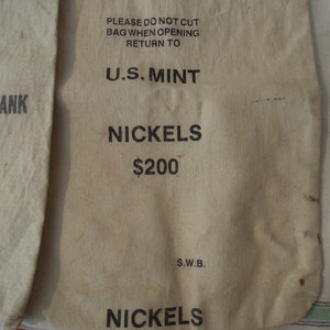 Vintage Cloth Bank Bags / Two Cloth Coin Bags / US MINT Nickle Bag and ...
