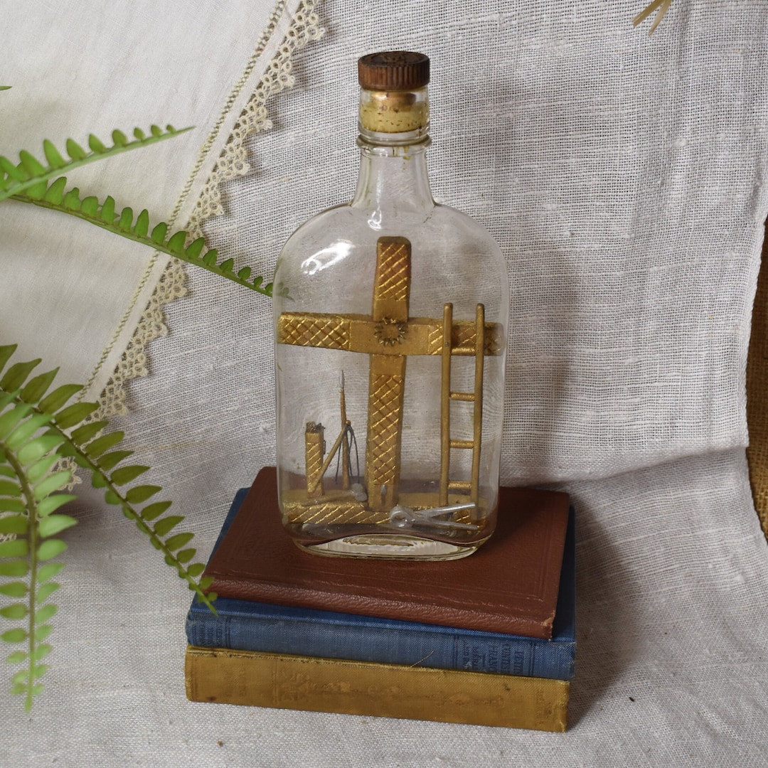 Vintage Folk Art Cross in a Bottle / Crucifixion Bottle Instruments ...