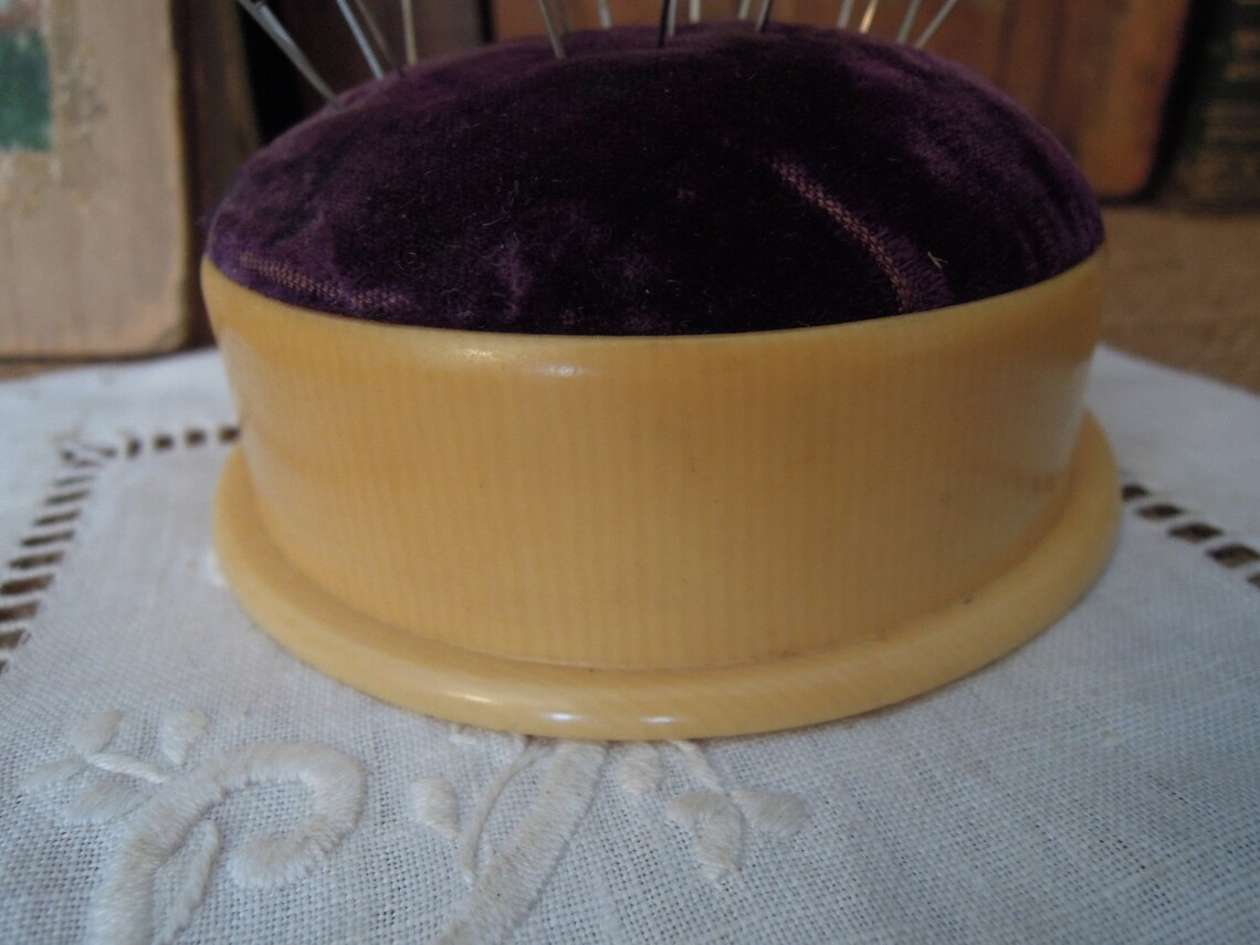Vintage Celluloid Pin Cushion / Purple Pin Cushion / Vintage | Etsy