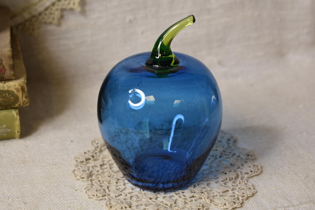 Vintage Viking Blue Glass Apple / Deep Blue Apple Art Glass - Etsy