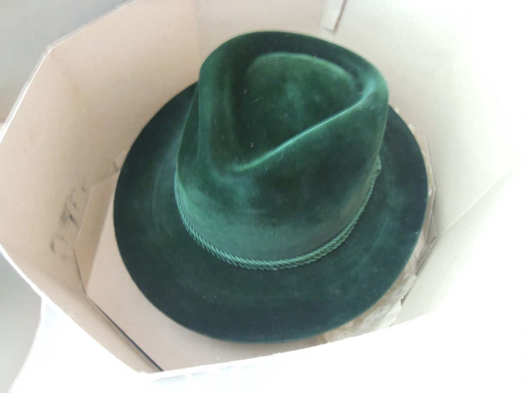 Vintage Alpine Lembert Velour Green Hat / Golimbeck Green Hat Fedora ...
