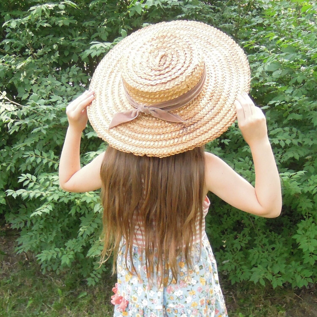 Vintage French Chapeau Straw and Velvet Ribbon Hat / Creston & Petit ...