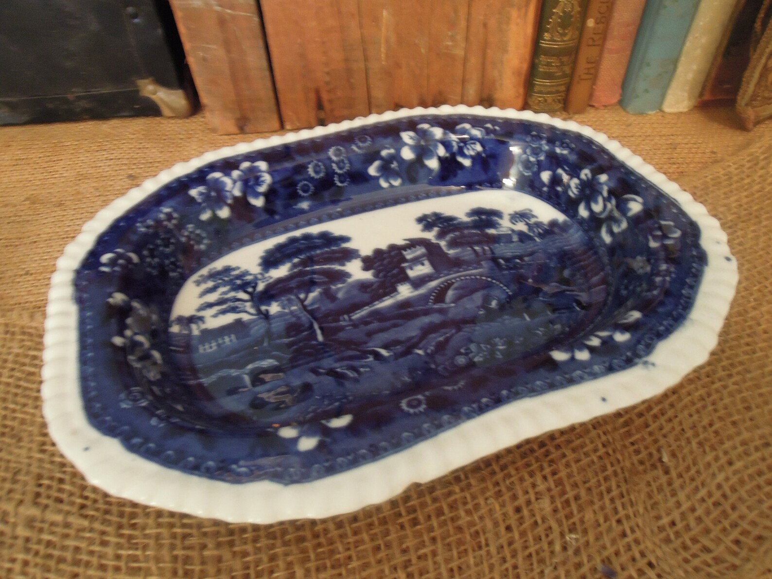 Vintage Copeland Spode Flow Blue Transfer Ware Dish / Antique Flow Blue ...