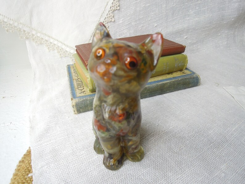 Vintage Cat Figurine / Resin and Stone Kitty Cat / Googly Eye Cat ...