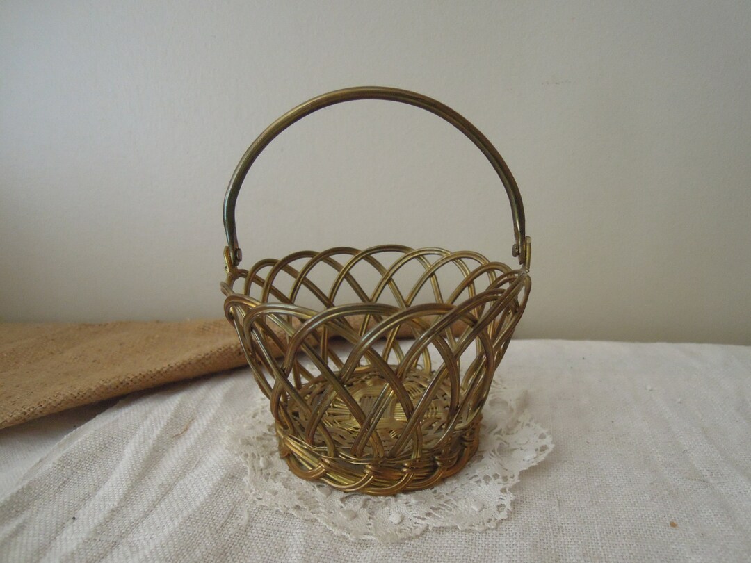 Vintage Woven Brass Basket / Brass Basket / Small Metal Basket - Etsy