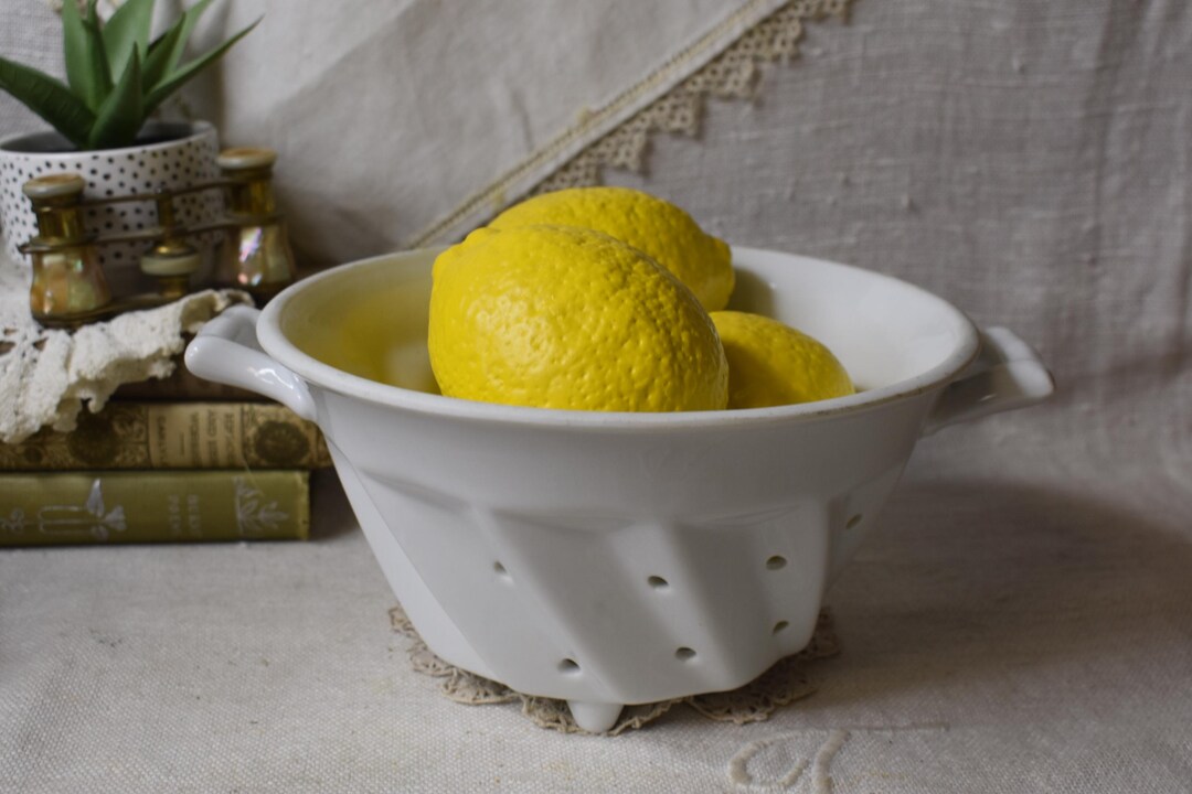 Vintage French Ironstone Colander Bowl / Farmhouse Strainer Bowl - Etsy