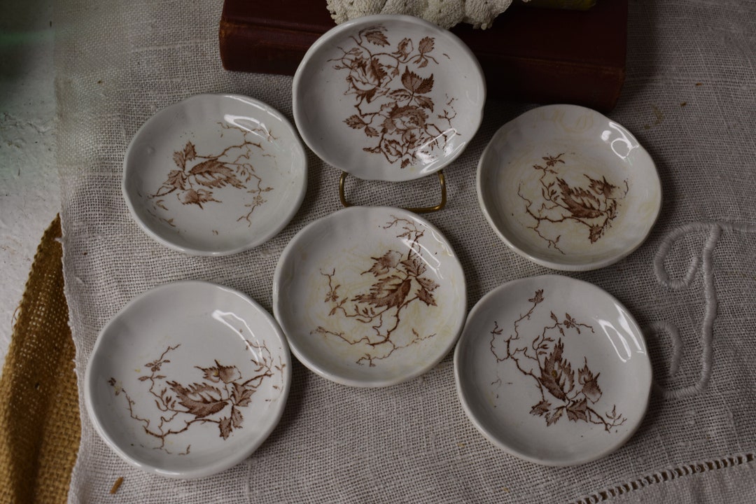 Vintage Butter Pats / 6 Brown English Butter Pats / Trinket Dish / Six ...