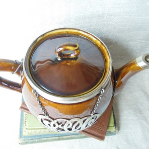 Antique English Slipware Teapot / Small Brown Pottery Teapot / Vintage ...