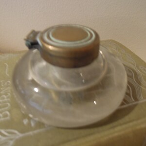Vintage Glass Brass Ink Well / Antique Round Glass Inkwell / Antique ...