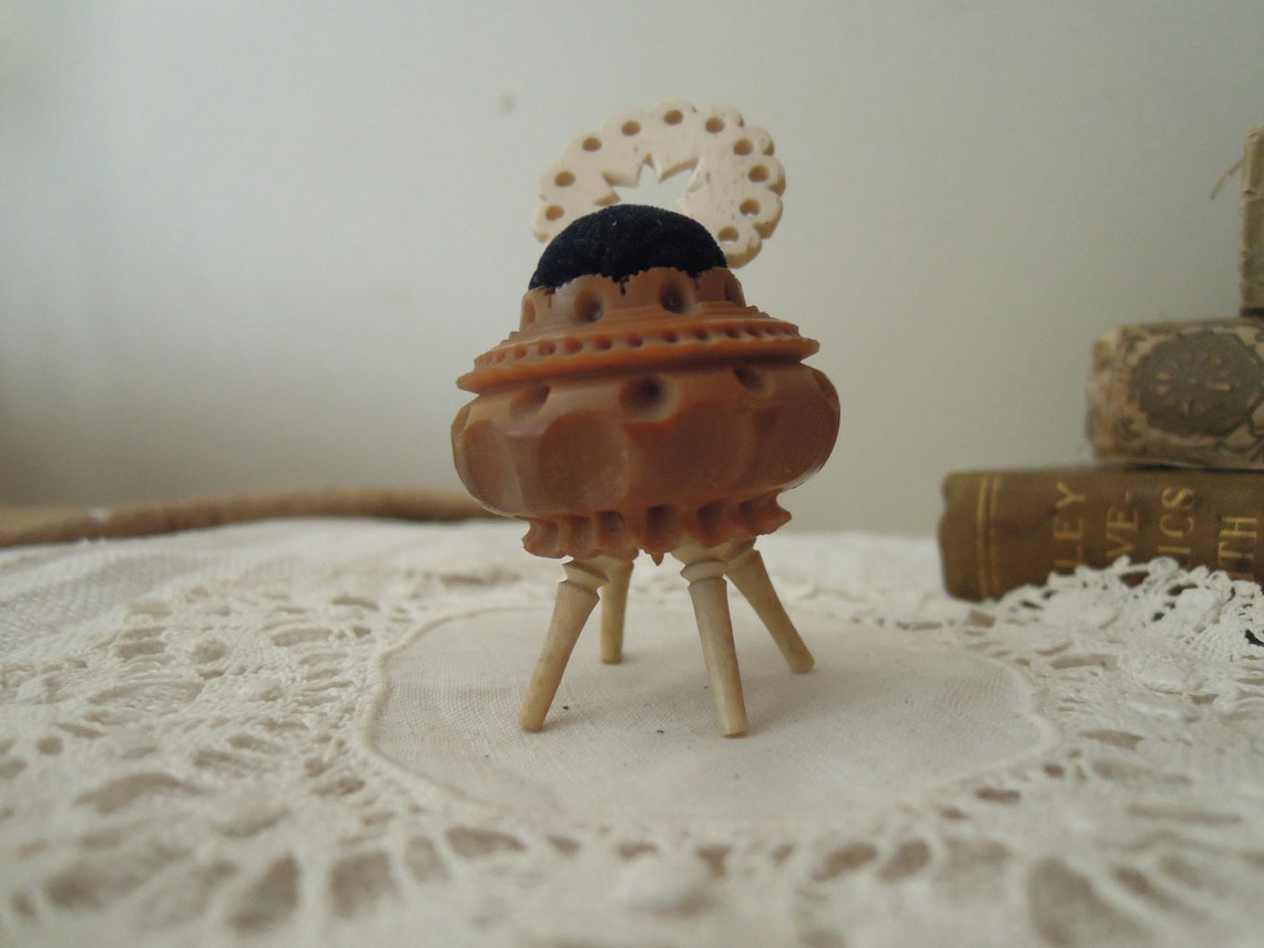 Antique Victorian Carved Coquilla Nut Mini Chair Pin Cushion ...