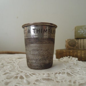 Vintage Large Thimble / "just a Thimbleful" 2 Oz Silver Plate Thimble ...