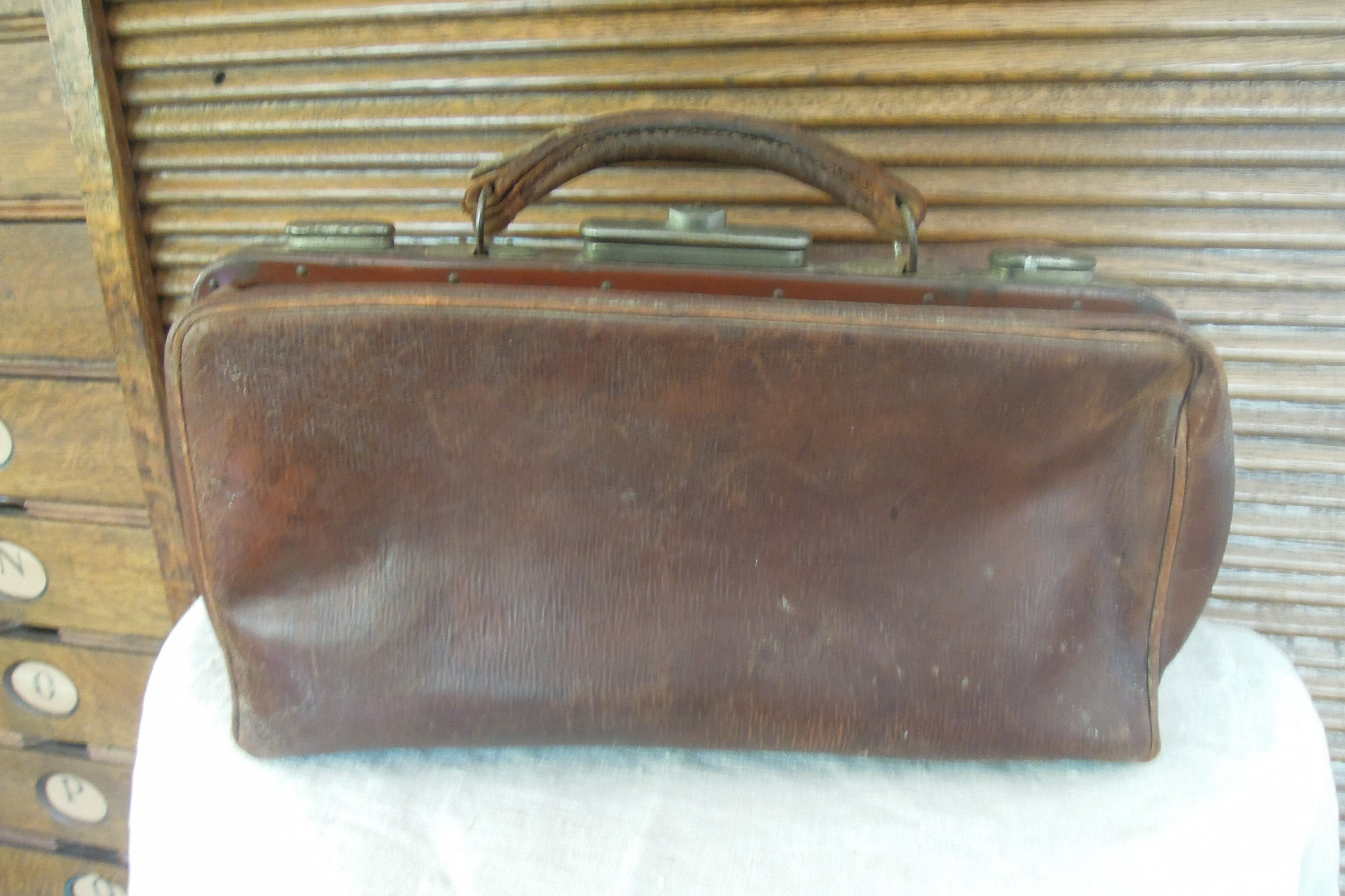 Antique Leather Doctors Bag / Brown Leather Travel Valise / - Etsy ...