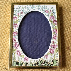 Vintage Halcyon Days Enamels Picture Frame / Floral Enamel Mat in Mini ...