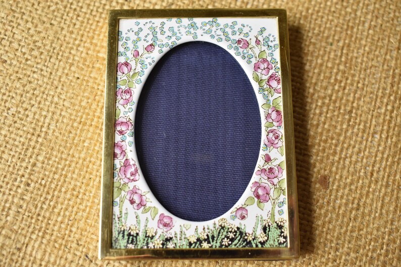 Vintage Halcyon Days Enamels Picture Frame / Floral Enamel Mat in Mini ...