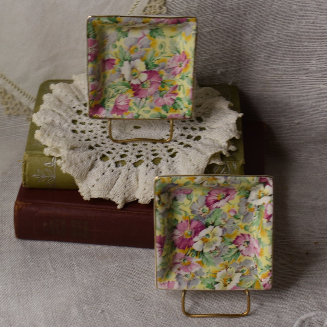Vintage Butter Pats / Floral Trinket Dish / English Chintz Butter Pats ...