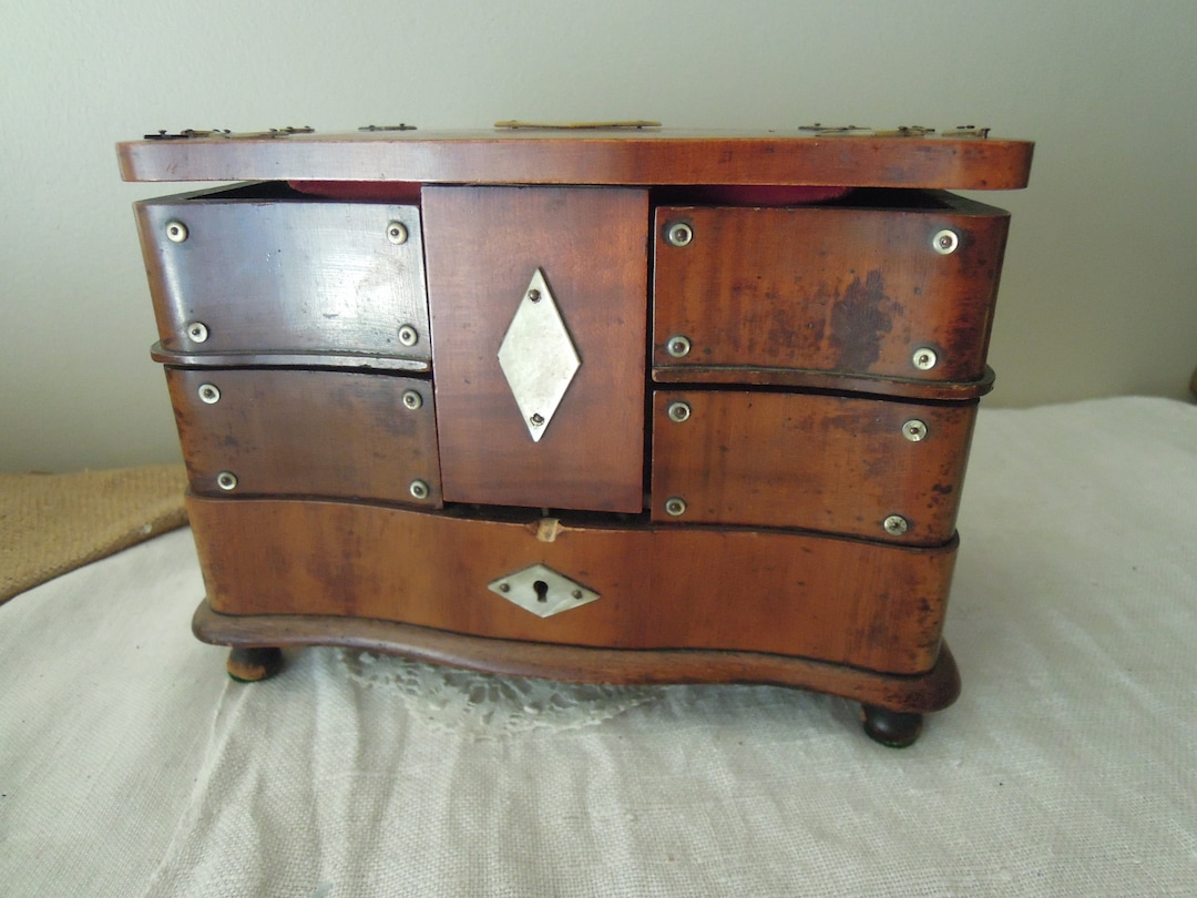 Antique Victorian Sewing Box / Vintage Wood Sewing Box / - Etsy