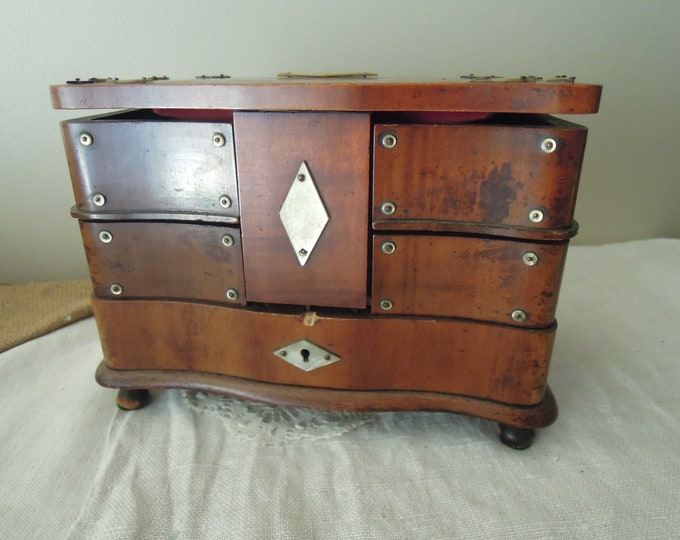 Antique Victorian Sewing Box / Vintage Wood Sewing Box / Vintage Sewing ...