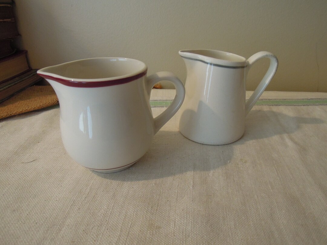 Vintage Restaurant Ware Ceramic Creamers / Two Small White Ceramic ...