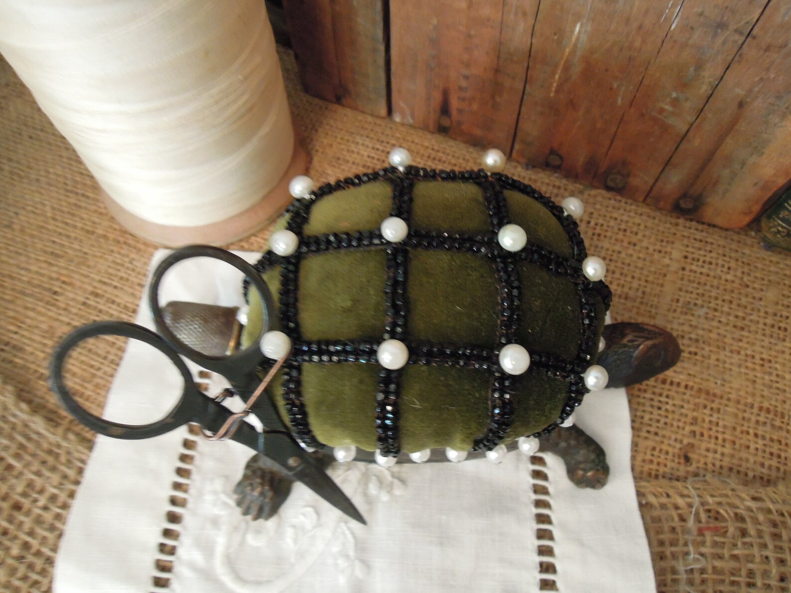 Vintage Turtle Pincushion OOAK / Cast Iron Turtle Pin Cushion ...