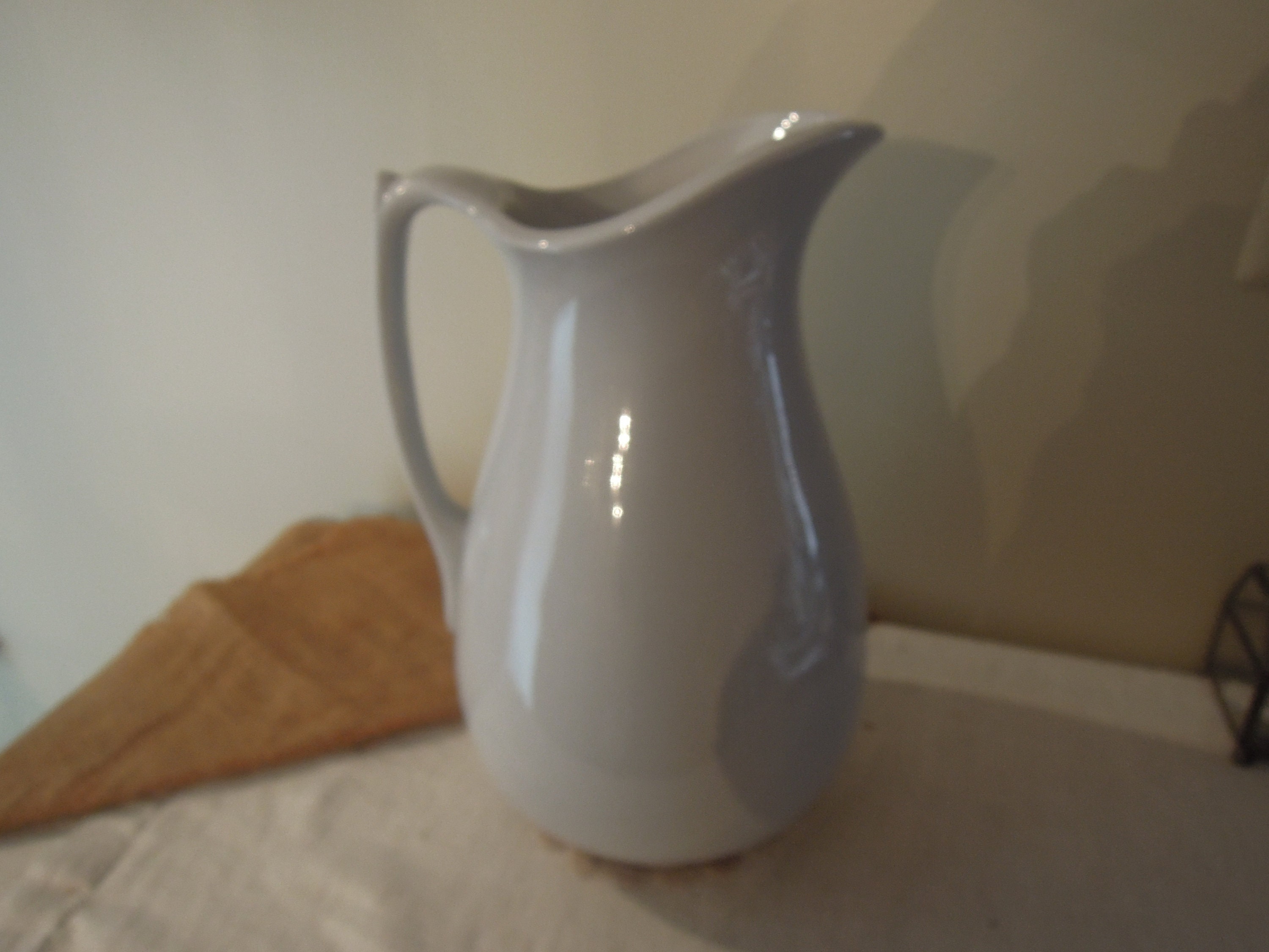 Vintage White Ironstone Pitcher / Antique W. & E. Corn - Etsy