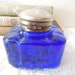 Vintage Glass Blue Ink Well / Square Ribbed Glass Inkwell - Etsy