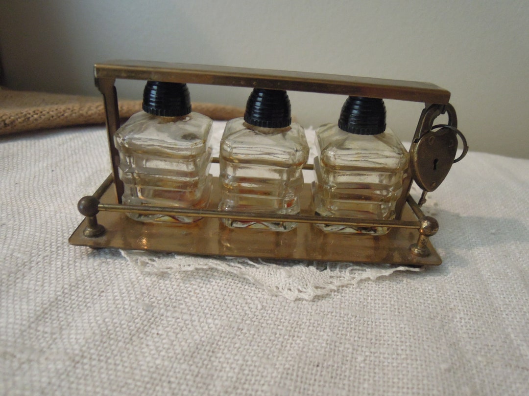 Vintage Perfume Bottles / Cardinal Perfume Bottles / Gold Metal Perfume ...