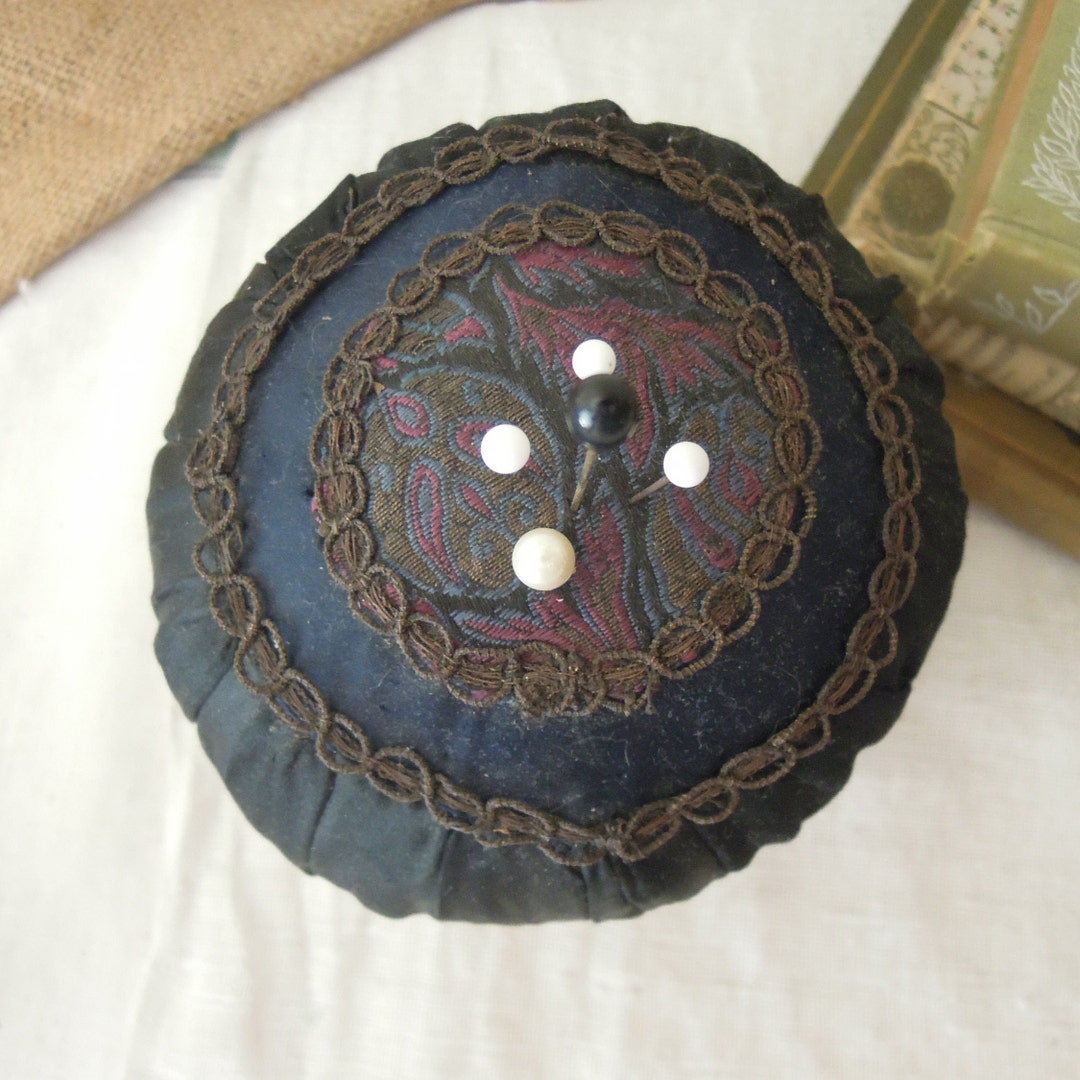 Vintage Silk and Brocade Double Pin Cushion / Vintage Sewing ...
