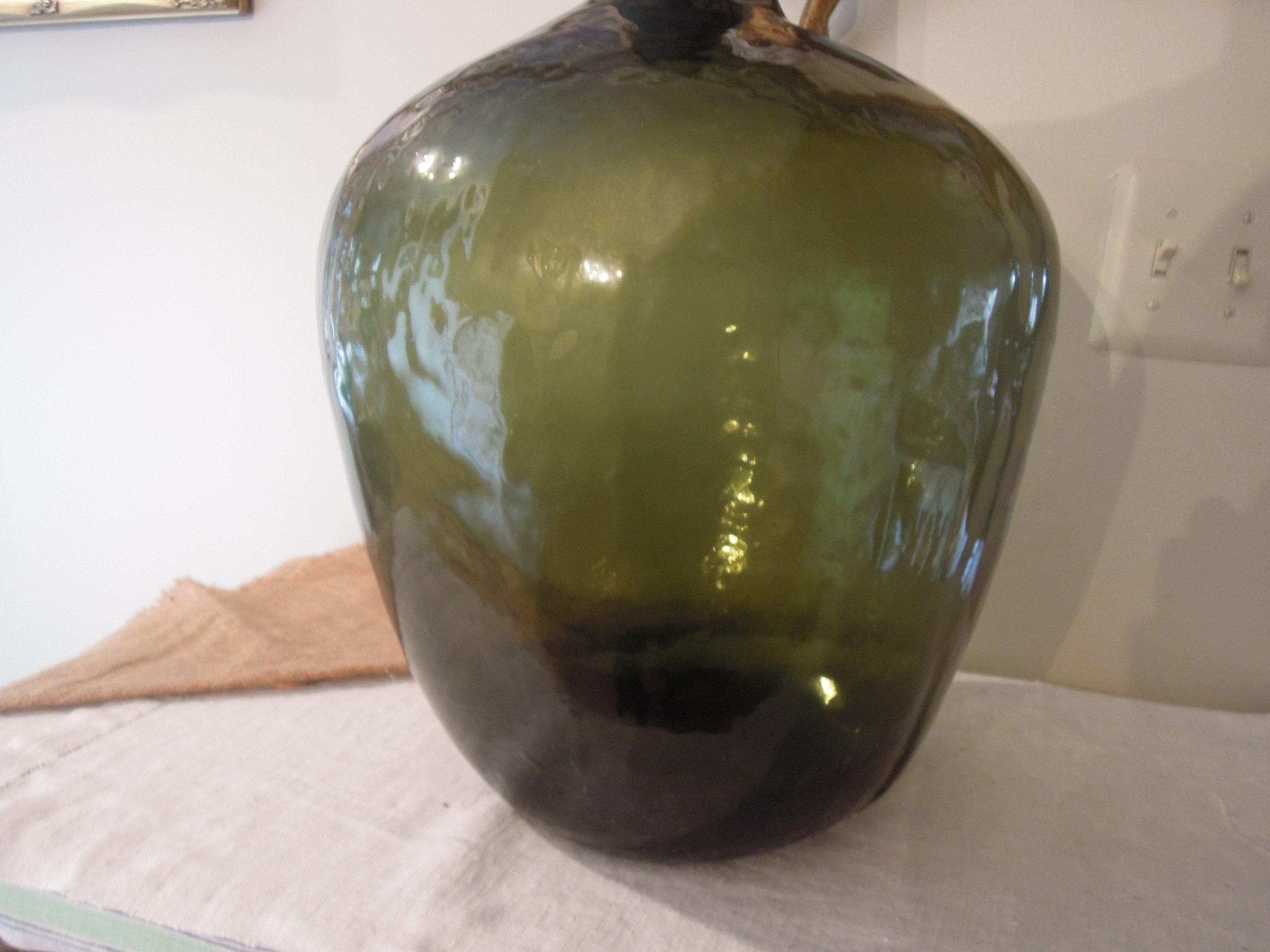 Vintage Kidney Shape Glass Bottle / Vintage Blob Top Green - Etsy