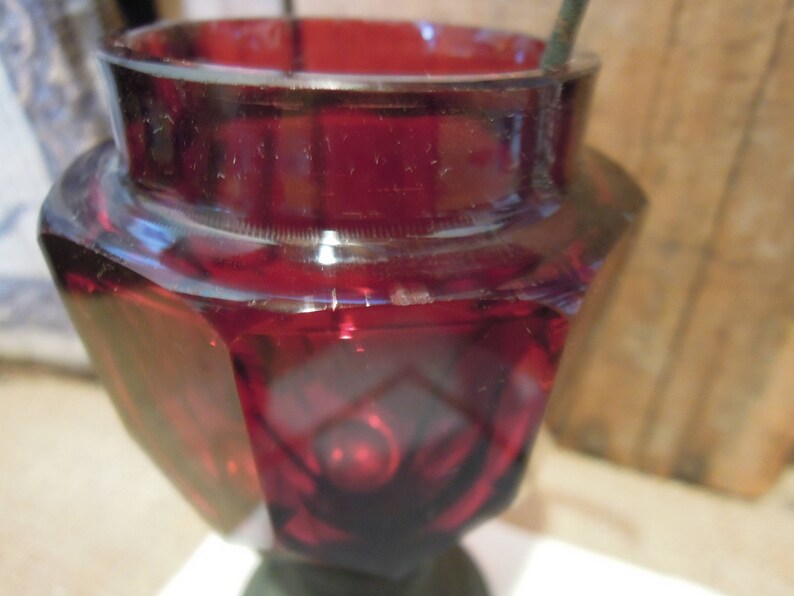 Antique Red Glass Lidded Jar / Vintage Jelly Jar and Spoon / Victorian ...
