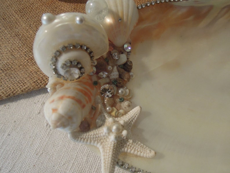 Vintage Bejeweled Footed Clam Shell / Mother of Pearl Shell - Etsy