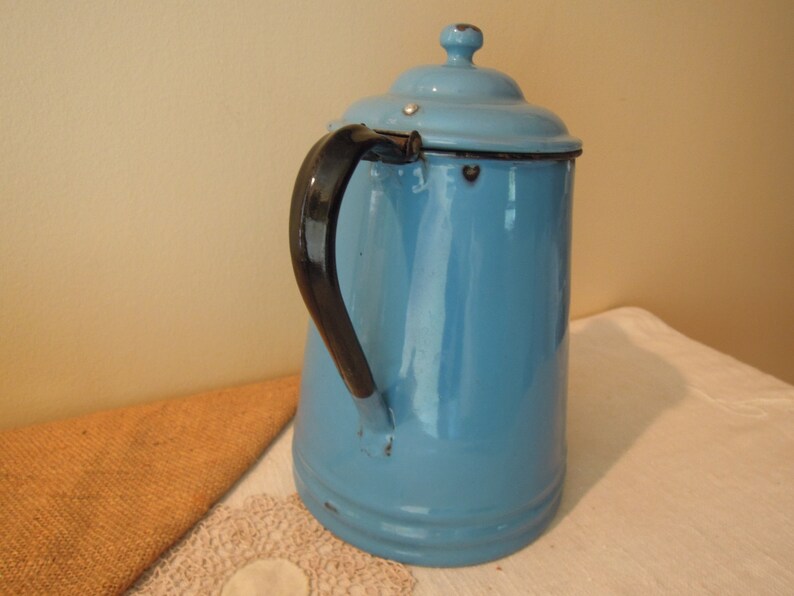 Vintage French Enamel Coffee Pot / Blue Enamel Ware / Enamel - Etsy
