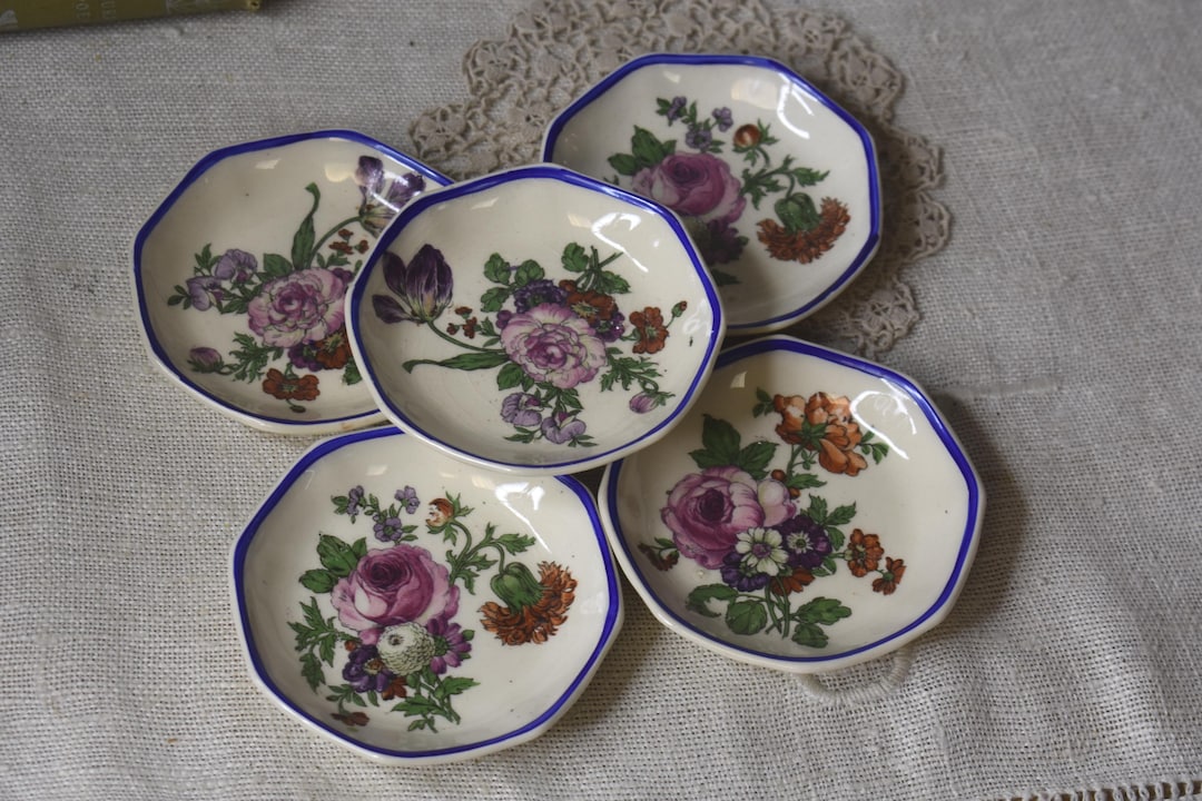Vintage Five Butter Pats / Antique Royal Doulton Floral Butter Pats ...