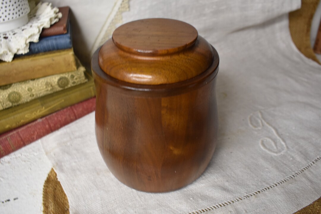 Vintage Wood Cigar Box With Lid / Antique Round Cigar Jar / Wood Cigar ...