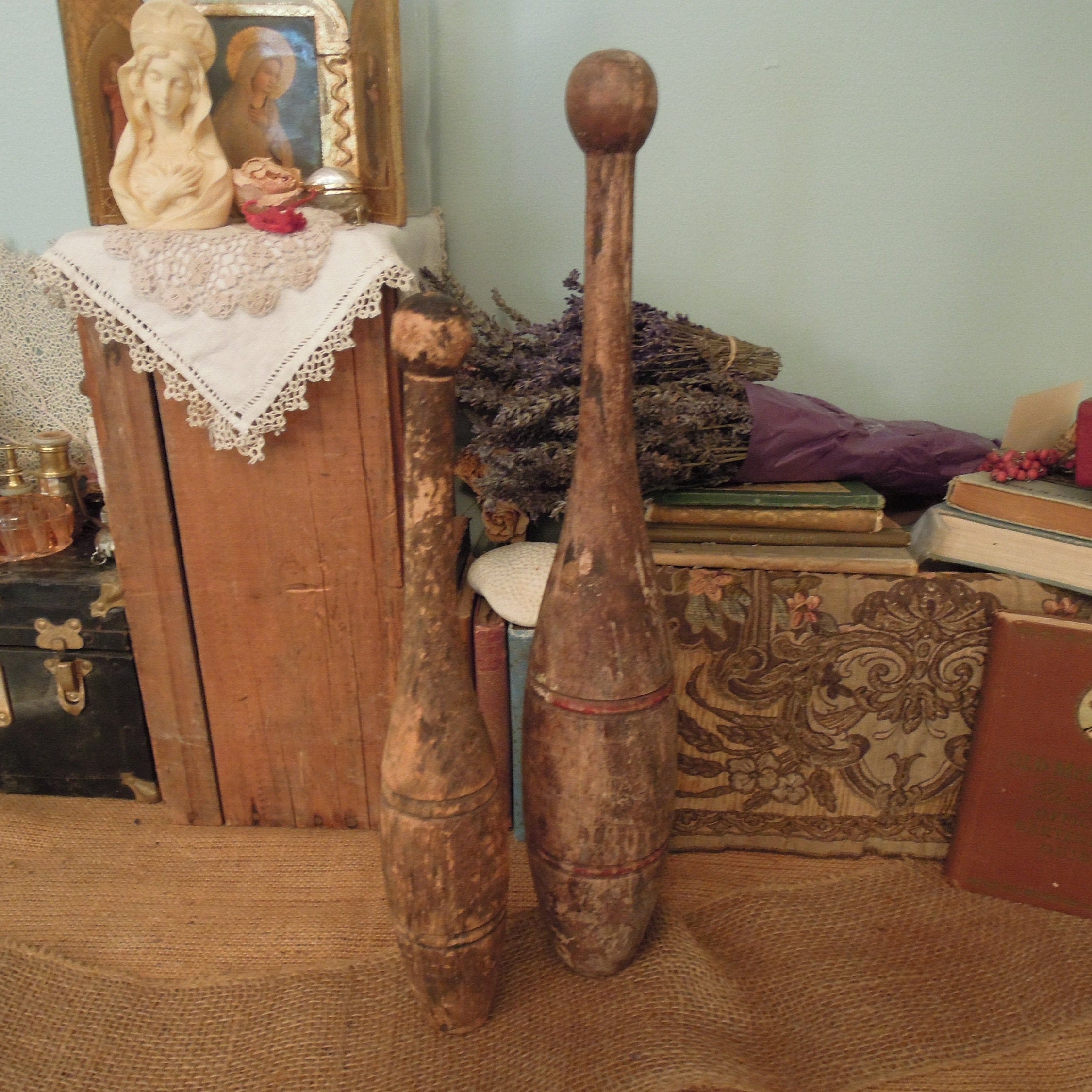 Vintage Pair of Wood Pins Juggling / Antique Wood Exercise - Etsy