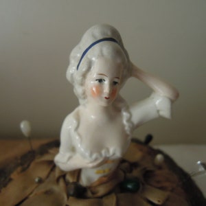 Vintage Porcelain Lady Pin Cushion / Half Doll German Bisque Pin ...