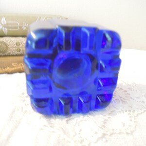 Vintage Glass Blue Ink Well / Square Ribbed Glass Inkwell - Etsy