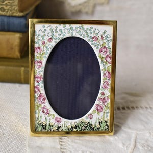 Vintage Halcyon Days Enamels Picture Frame / Floral Enamel Mat in Mini ...