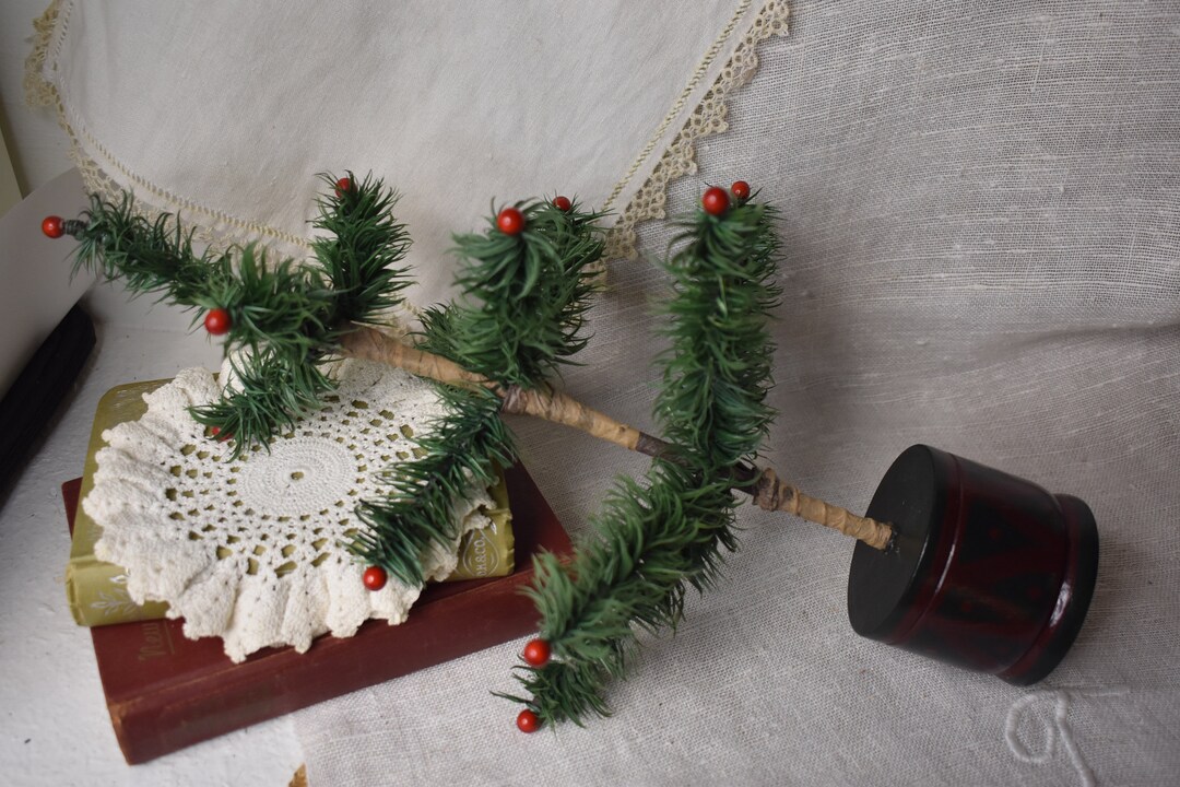 Antique German Feather Tree / Vintage Small Decorated Christmas Tree ...