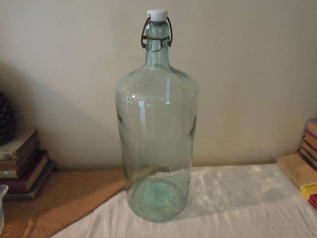 Antique Karl Hutter Glass Bottle / Antique Water Bottle Blue Glass With ...