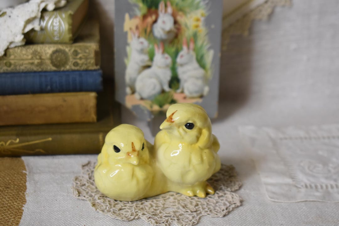 Vintage W. German Bird Porcelain Figurines / Pair of Baby Yellow Chicks ...