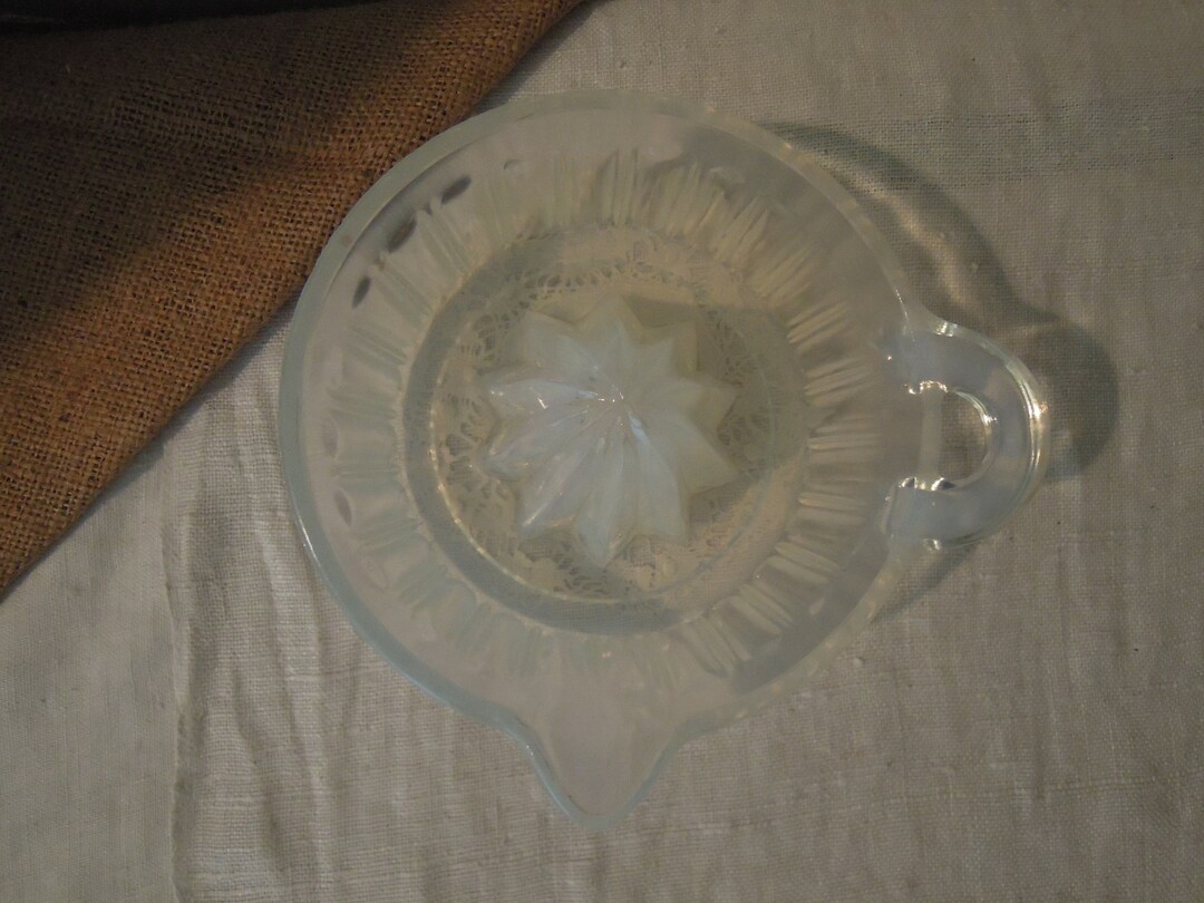 Vintage Fry Opalescent Depression Glass / Glass Citrus Juicer / Opal ...