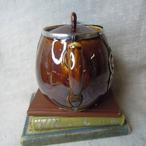 Antique English Slipware Teapot / Small Brown Pottery Teapot / Vintage ...