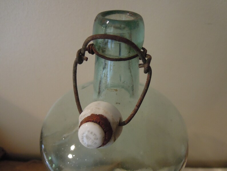 Antique Karl Hutter Glass Bottle / Antique Water Bottle Blue Glass With ...