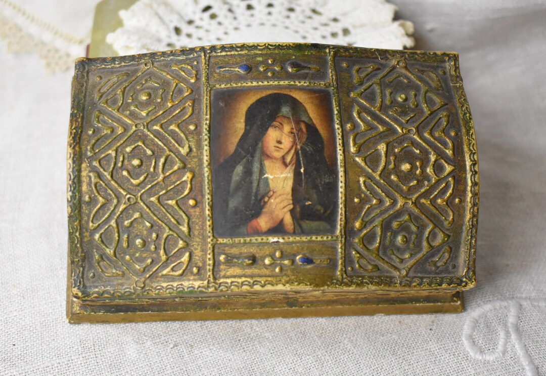 Vintage Florentine Religious Box / Vintage Gold Hinged Box / Italian ...