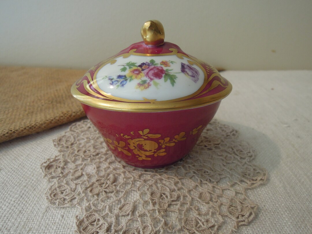 Vintage Limoges Oval Lidded Dish / Porcelain Floral Trinket Box ...