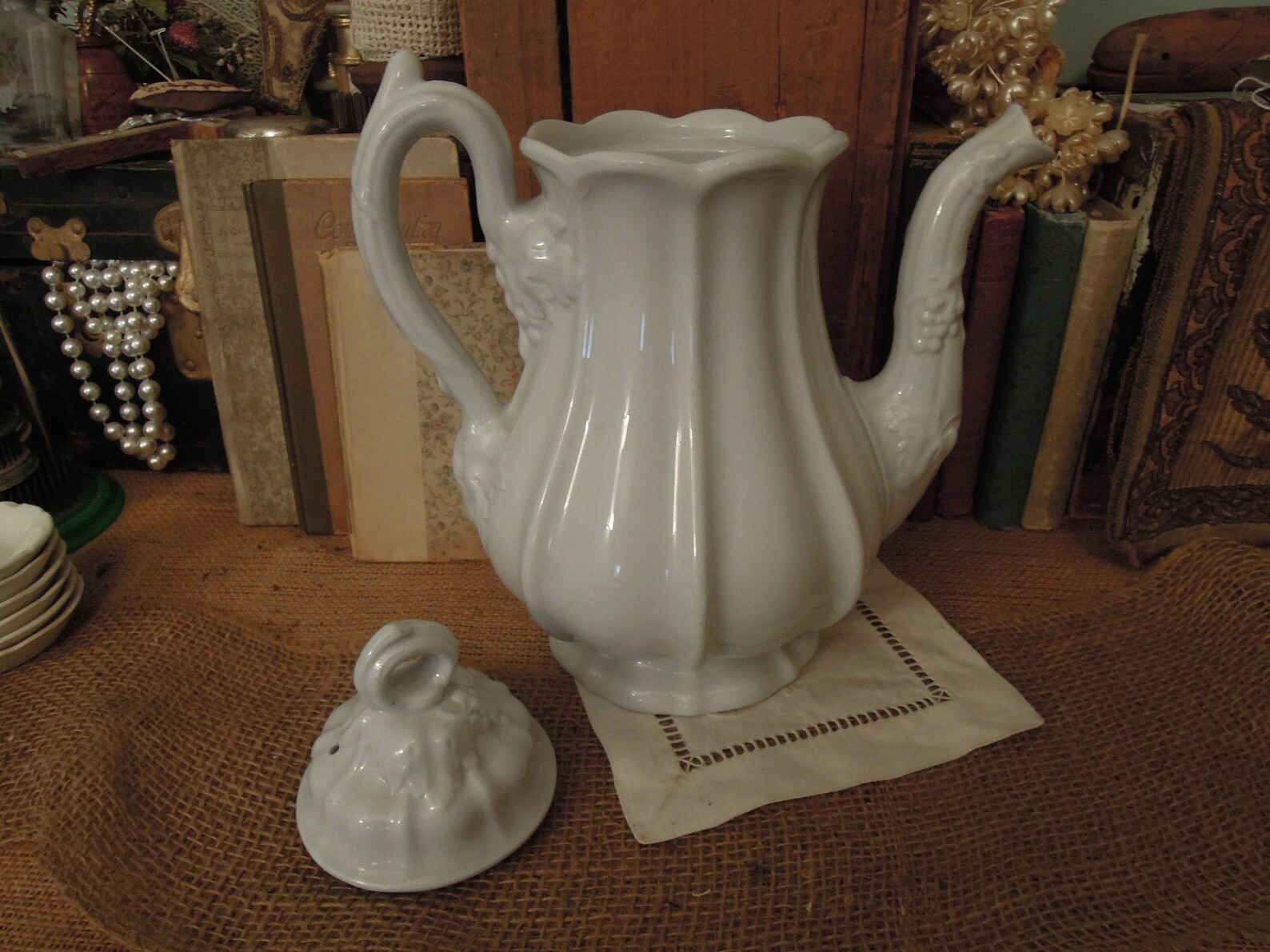 Vintage Jacob Furnival Ironstone Tea Pot / Antique English White ...