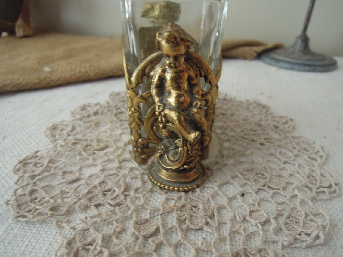 Vintage Angel Base & Glass Perfume Bottle / Vintage Miniature | Etsy