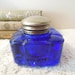 Vintage Glass Blue Ink Well / Square Ribbed Glass Inkwell - Etsy