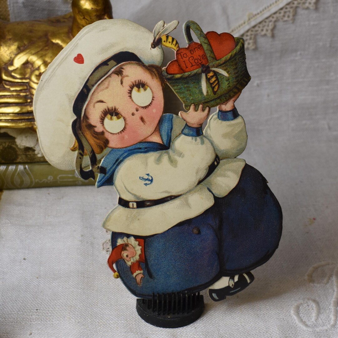 Antique Mechanical Paper Scrap Valentine Heart Card / German Paper ...