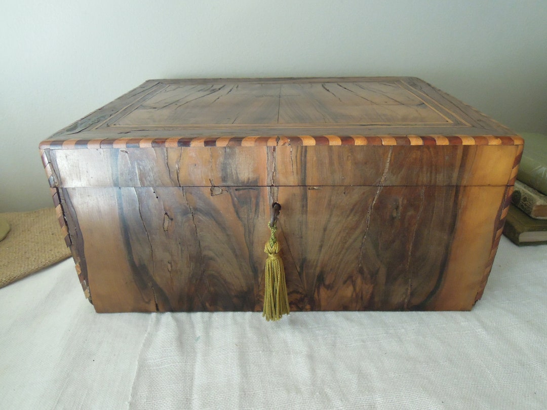 Antique Sewing Box / Large Wood Sewing Box Compartment - Etsy